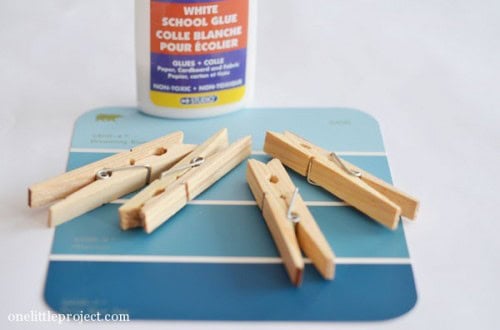 Paint swatch clothes pin matching game