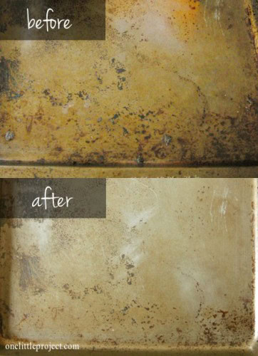 Peroxide and baking soda to clean old cookie sheets?