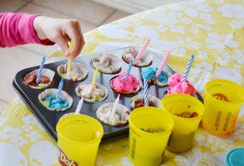 Play dough birthday cupcakes activity