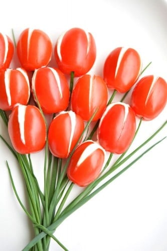 Cherry Tomato Tulips With Whipped Feta Filling