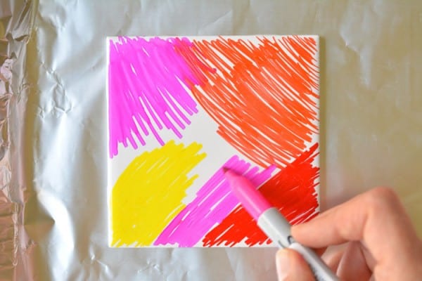 Sharpie Dyed Tile Coasters Using Rubbing Alcohol