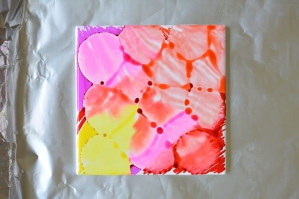 Sharpie Dyed Tile Coasters Using Rubbing Alcohol