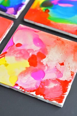 Sharpie Dyed Tile Coasters Using Rubbing Alcohol