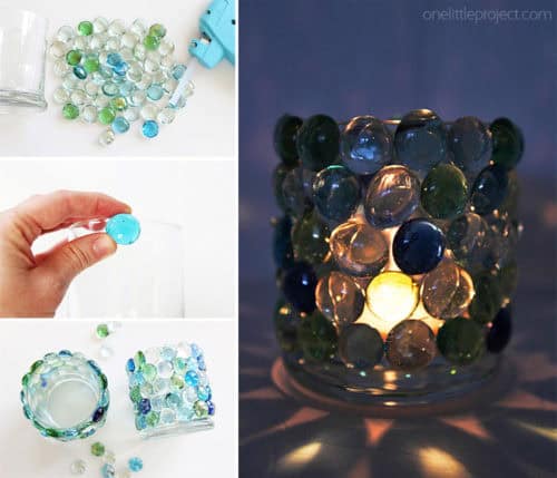 Glass Bead Candle Holders | Dollar Store Crafts