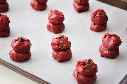 Red Velvet Chocolate Chip Cookies - One Little Project