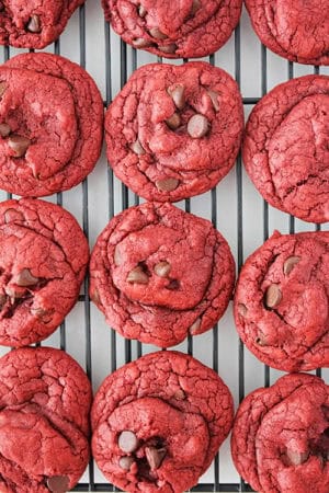 Red Velvet Chocolate Chip Cookies - One Little Project