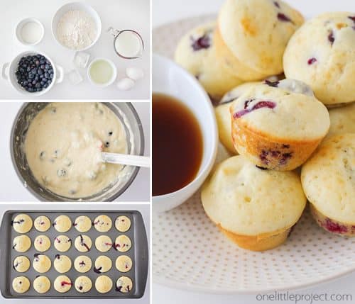 Baked Blueberry Pancake Mini Muffins - One Little Project