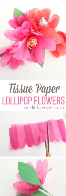 Tissue Paper Lollipop Flowers - One Little Project