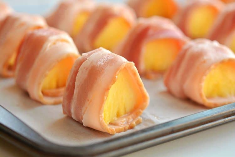 Bacon Wrapped Pineapple Bites | DELICIOUS Three Ingredient Appetizer!