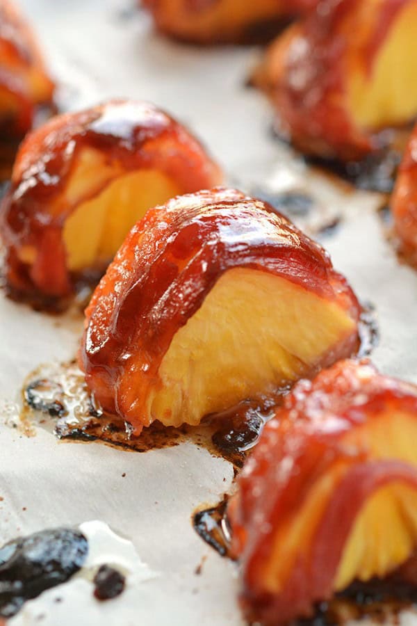 Bacon Wrapped Pineapple Bites | DELICIOUS Three Ingredient Appetizer!