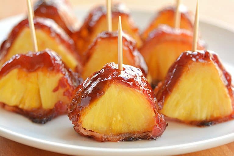 Bacon Wrapped Pineapple Bites | DELICIOUS Three Ingredient Appetizer!