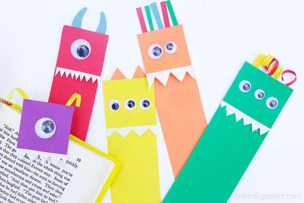 DIY Paper Monster Bookmarks - One Little Project