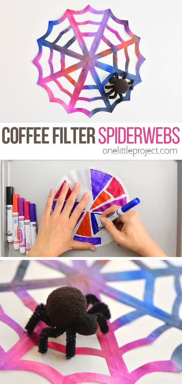 How to Make Coffee Filter Spiderwebs - One Little Project