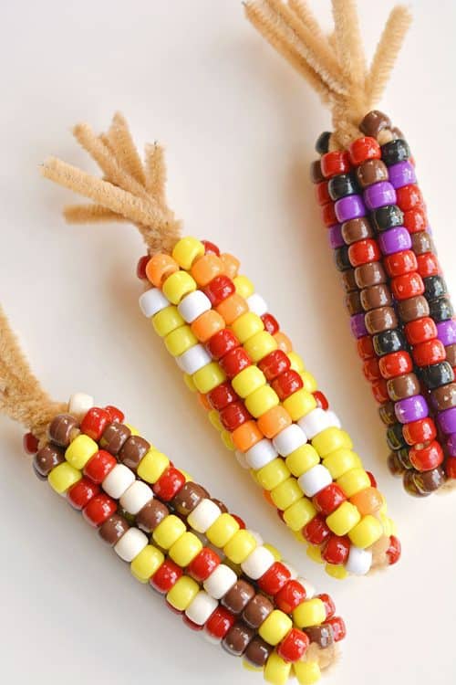 Beaded Pipe Cleaner Indian Corn - One Little Project
