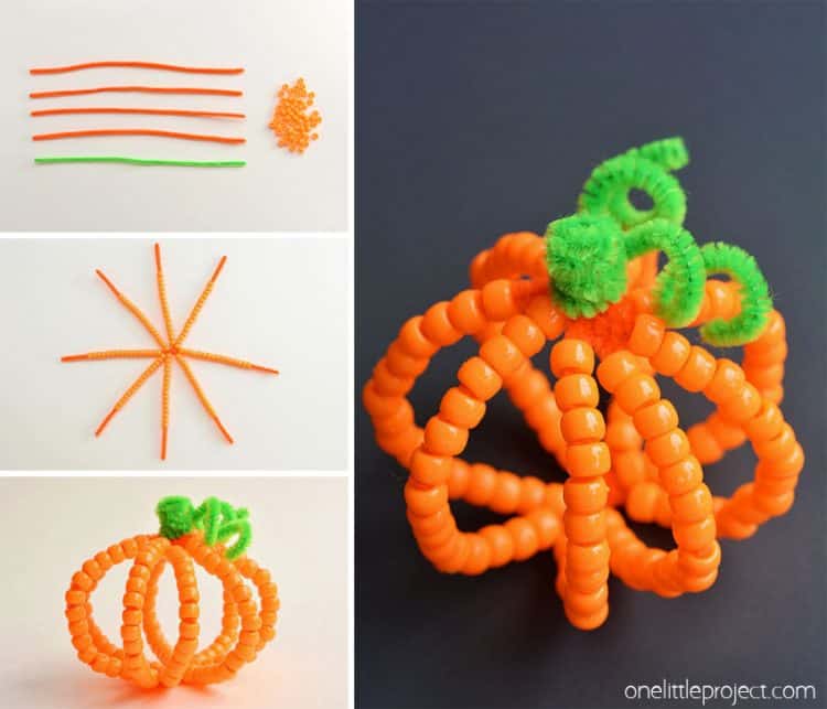 How to Make Beaded Pipe Cleaner Pumpkins - One Little Project