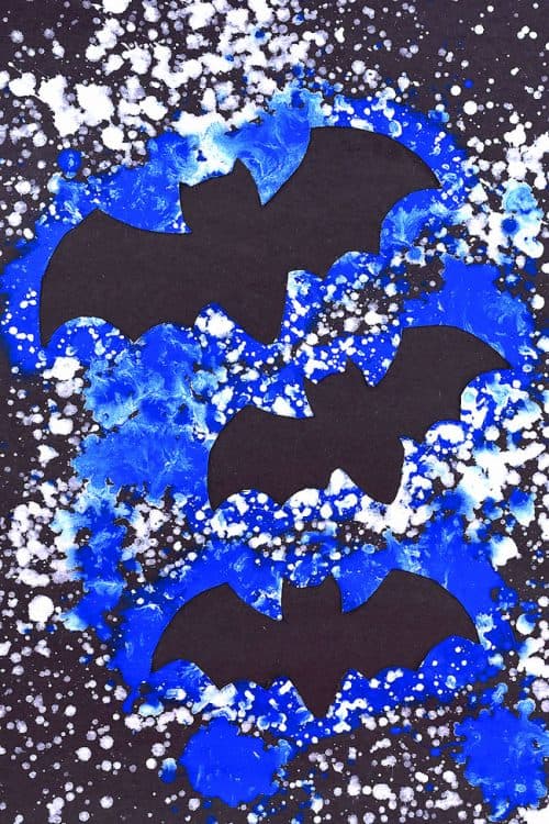 Splatter Paint Bat Artwork Using a Spray Bottle - One Little Project