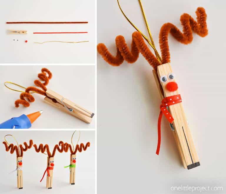 Clothespin Reindeer Christmas Ornaments | Easy Rudolph Craft