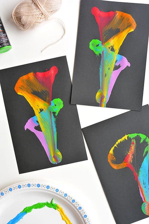 String Pull Painting: String Paint Art With Acrylic Paint - One Little ...