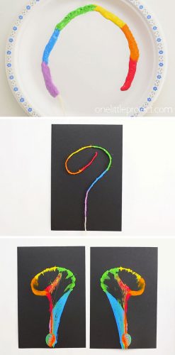 String Pull Painting: String Paint Art With Acrylic Paint - One Little ...