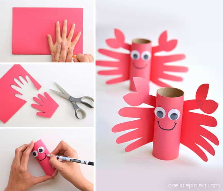 Handprint Crabs: An Easy Crab Handprint Craft - One Little Project