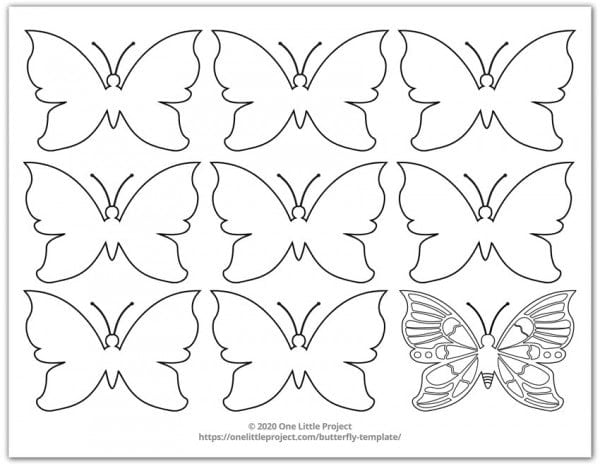 Butterfly Template | Free Printable Butterfly Outlines - One Little Project