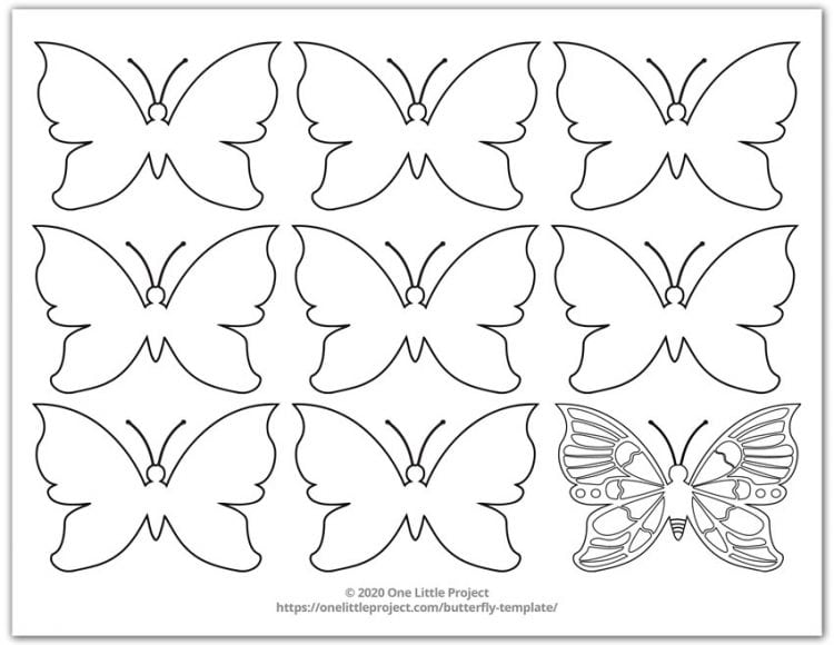 Butterfly Template | Free Printable Butterfly Outlines - One Little Project
