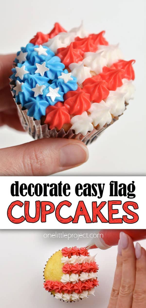 4th of July Cupcakes | How to Decorate Easy Flag Cupcakes