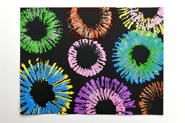 Paper Roll Fireworks Painting | How to Paint Fireworks Acrylic