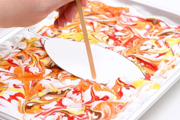 Marbled Fall Leaves Painting | Fall Leaf Shaving Cream Art