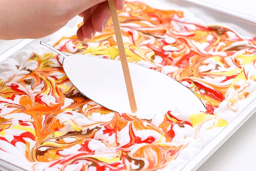Marbled Fall Leaves Painting | Fall Leaf Shaving Cream Art