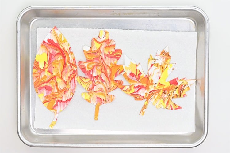 Marbled Fall Leaves Painting | Fall Leaf Shaving Cream Art
