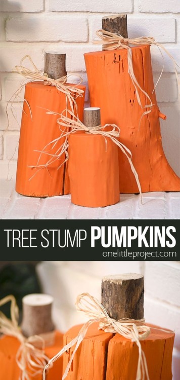 Easy Tree Stump Pumpkins | How to Make "Stumpkins"