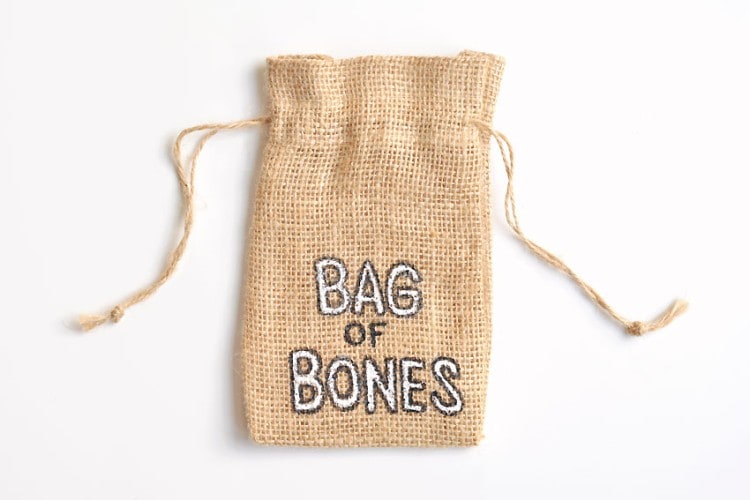 Bag of Bones Halloween Painted Rocks | Skeleton Rock Painting