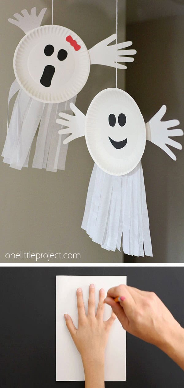 How to Make a Paper Plate Ghost | Ghost Handprint Craft