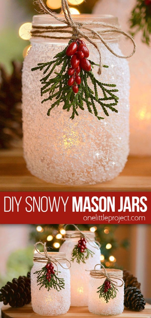 DIY Snowy Mason Jars | How to Make Easy Mason Jar Luminaries