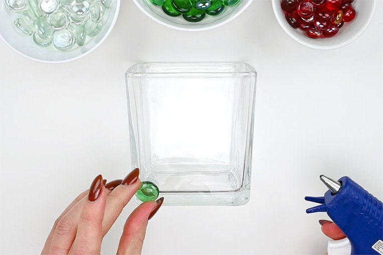Easy Glass Bead Christmas Candle Holders