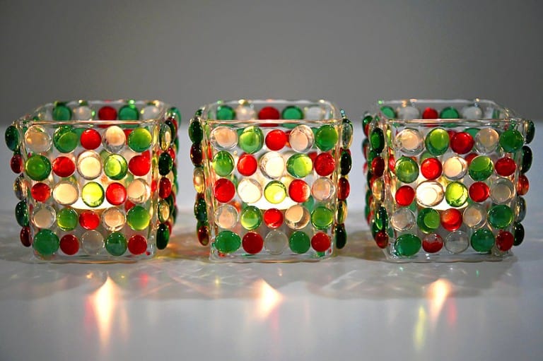 Easy Glass Bead Christmas Candle Holders