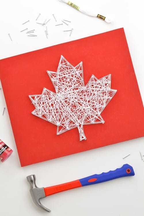 Maple Leaf String Art | Easy String Art Craft for Canada Day