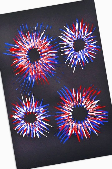 Fork Painted Fireworks Craft | Easy 4th of July Craft for Kids