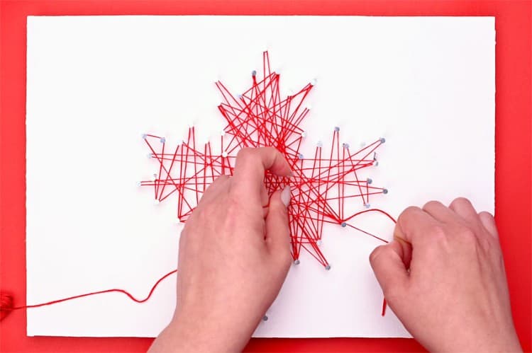 Maple Leaf String Art | Easy String Art Craft for Canada Day