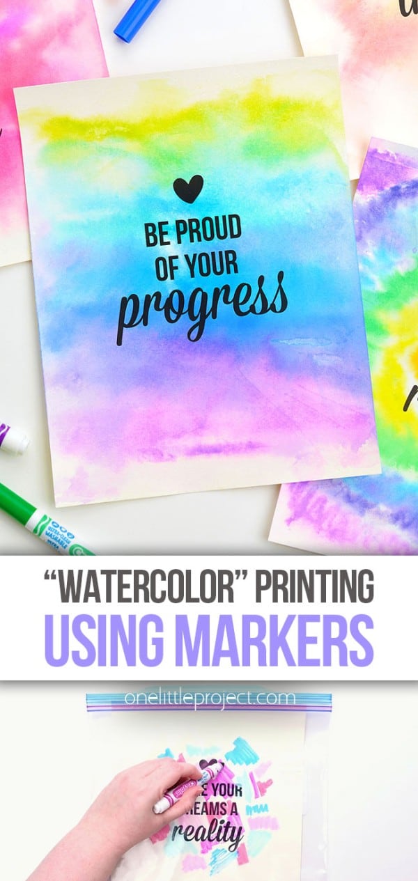 "Watercolor" Printing Using Markers | Easy Cheater Watercolor Painting