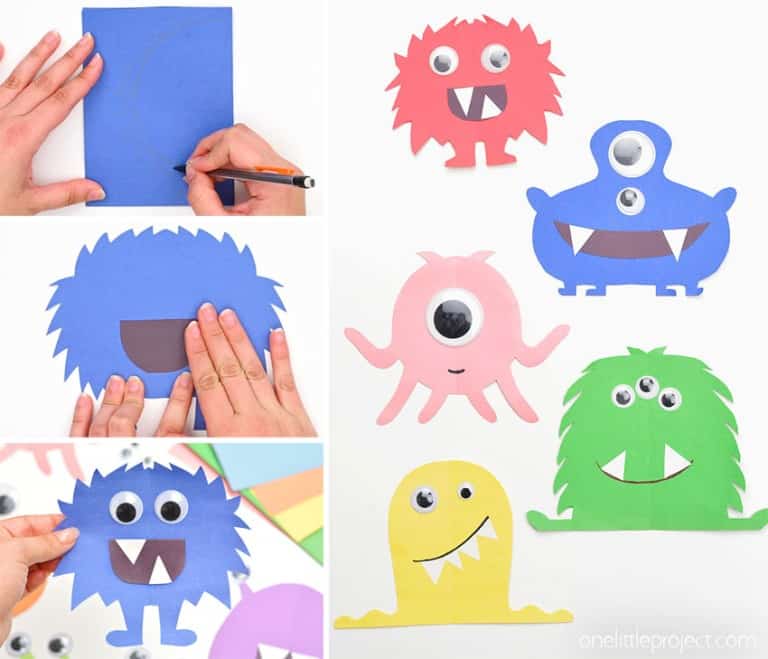 Folded Paper Monsters | Easy Monster Craft for Kids
