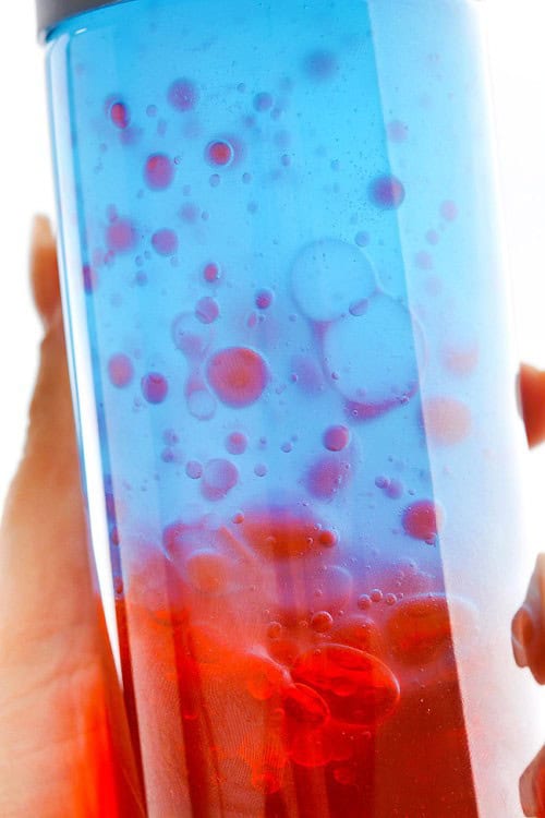 Oil and Water Sensory Bottles | Layered Color Mixing Sensory Bottle
