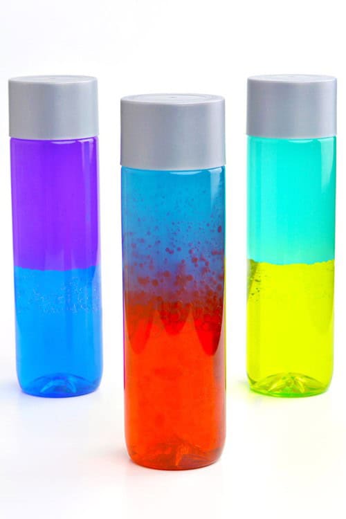 Oil and Water Sensory Bottles | Layered Color Mixing Sensory Bottle
