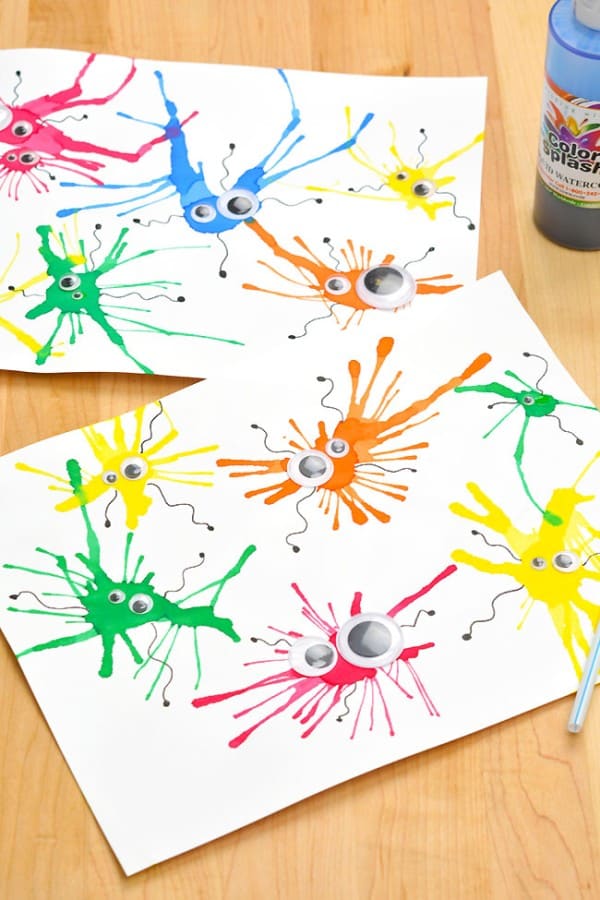 Monster Blow Painting with Straws | Blow Paint Monsters Craft