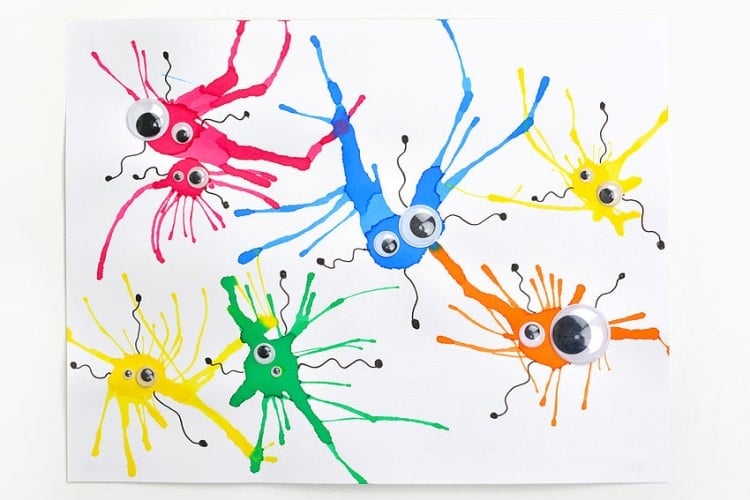 Monster Blow Painting with Straws | Blow Paint Monsters Craft
