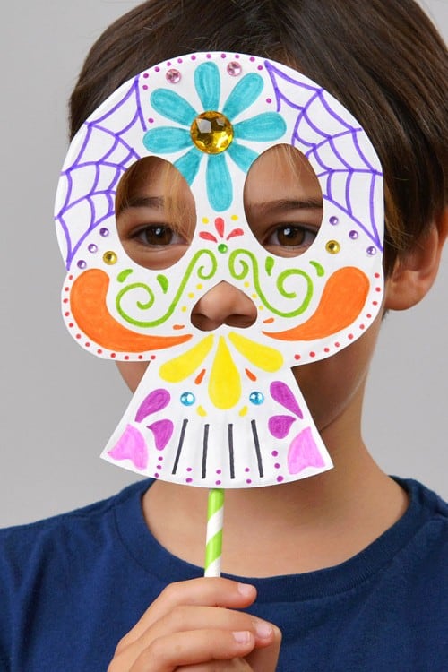 Paper Plate Day of the Dead Mask | DIY Sugar Skull Craft for Kids