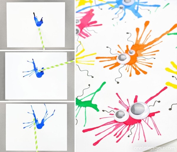 Monster Blow Painting with Straws | Blow Paint Monsters Craft