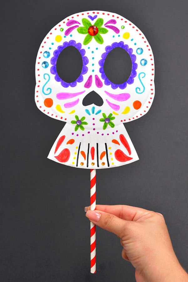 Paper Plate Day of the Dead Mask | DIY Sugar Skull Craft for Kids