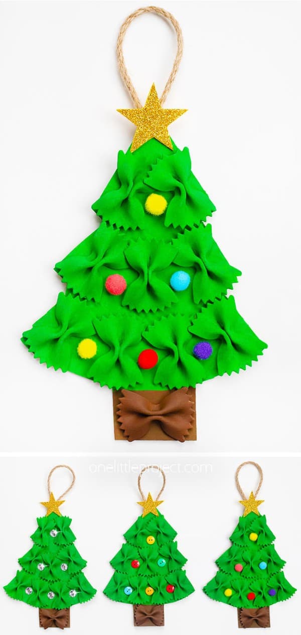 Bow Tie Pasta Ornaments | Noodle Christmas Tree Craft